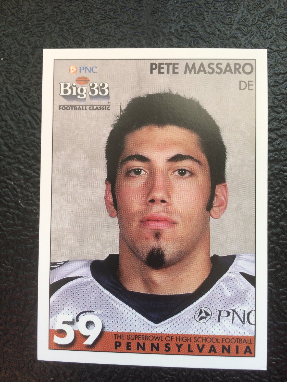 2008 Pa. High School Big 33 Football Card #59 Pete Massaro "Penn State"