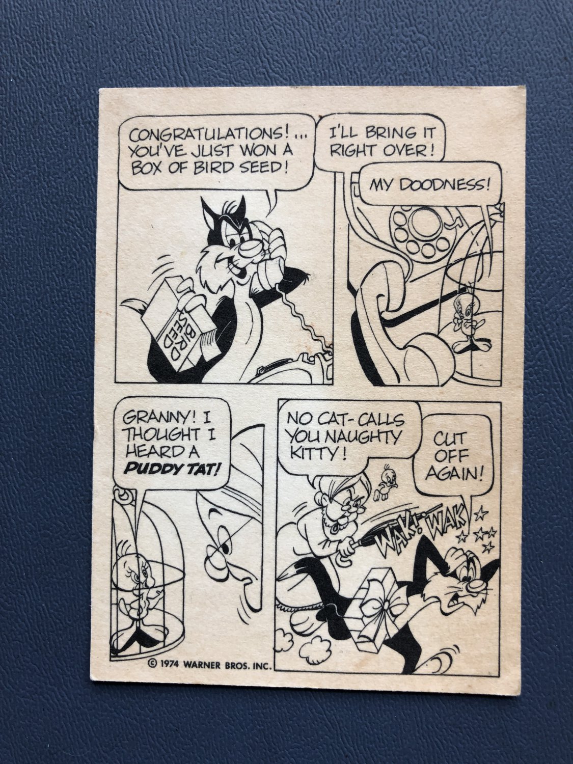1974 Sylvester Wonder Bread Warner Brothers Comics Card