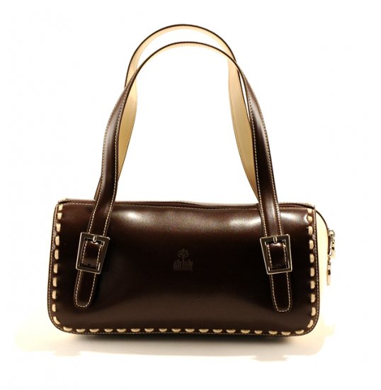 Galaday Coffee and Cream colored Italian Crystal Leather Handbag
