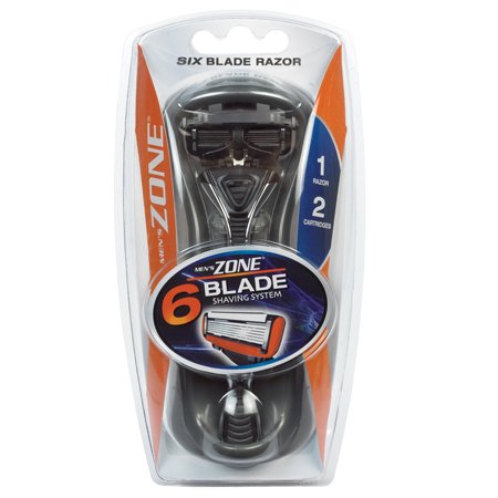Men's Zone 6 Blade Shaving System, Six Blade Razor + 2 Cartridges