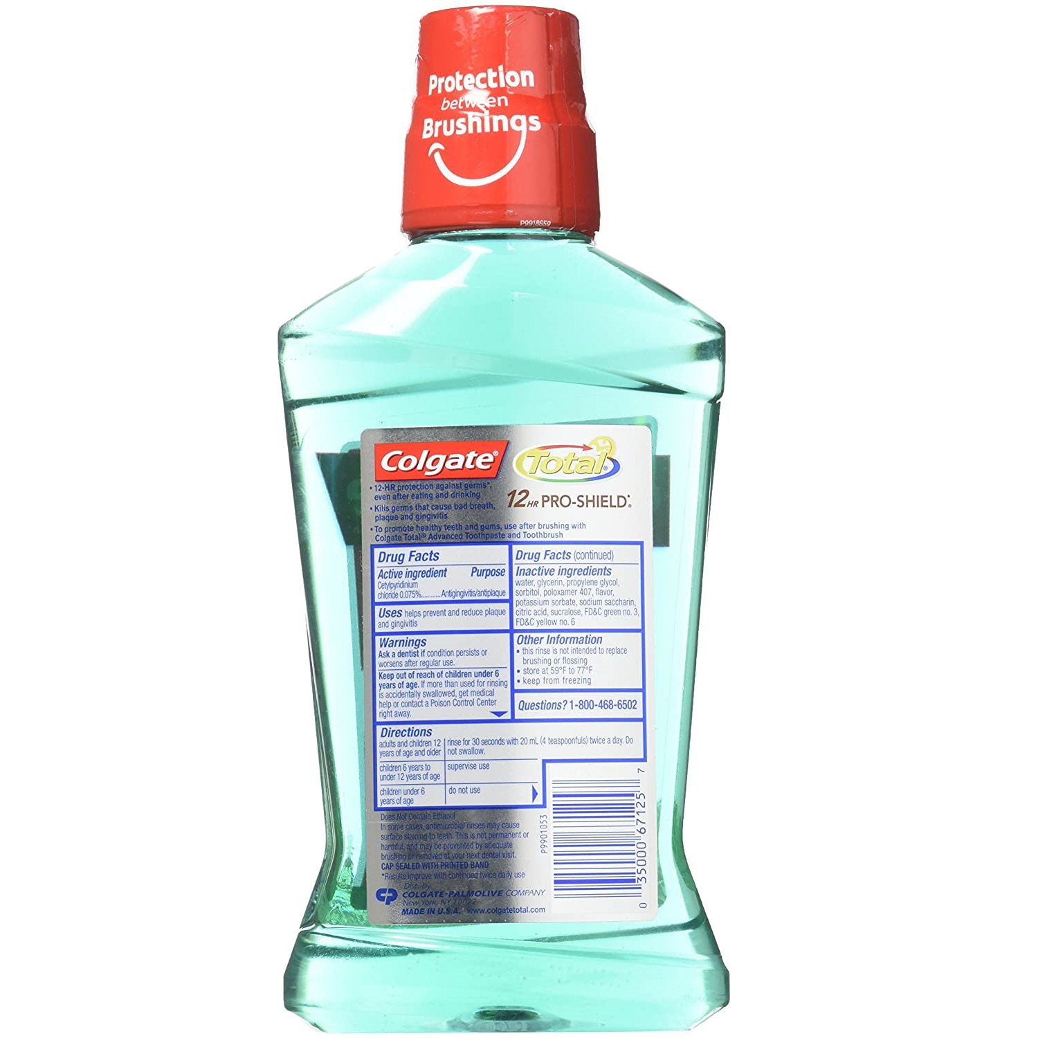 Colgate Total 12hr Pro-Shield Mouthwash, Spearmint, 500 mL (16.9 fl oz)