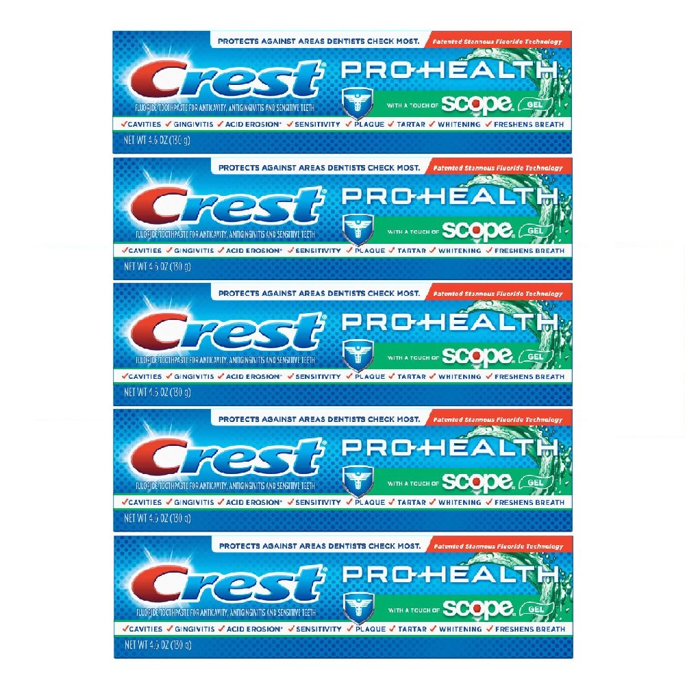 Crest Pro-Health with a Touch of Scope Gel Toothpaste, 4.6oz (Pack of 5)