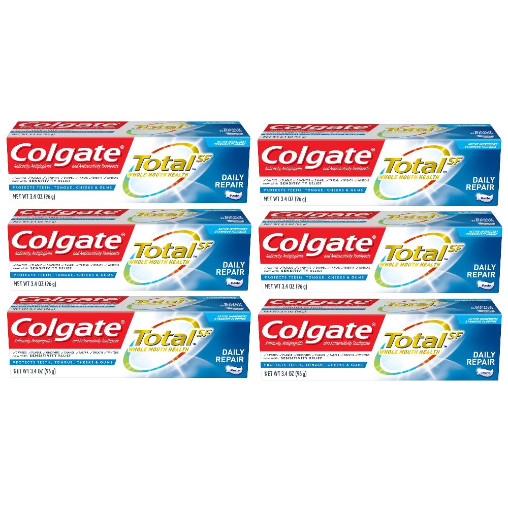 Colgate Total SF Daily Repair Toothpaste, 3.4oz (Pack of 6)