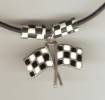 Doubled Checkered Flag Racing Necklace-Racing Jewelry