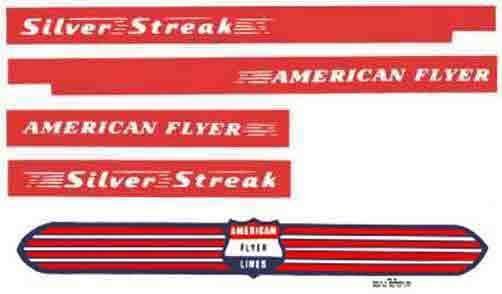 SILVER STREAK WATER SLIDE DECAL FULL SET for American Flyer S Gauge Trains