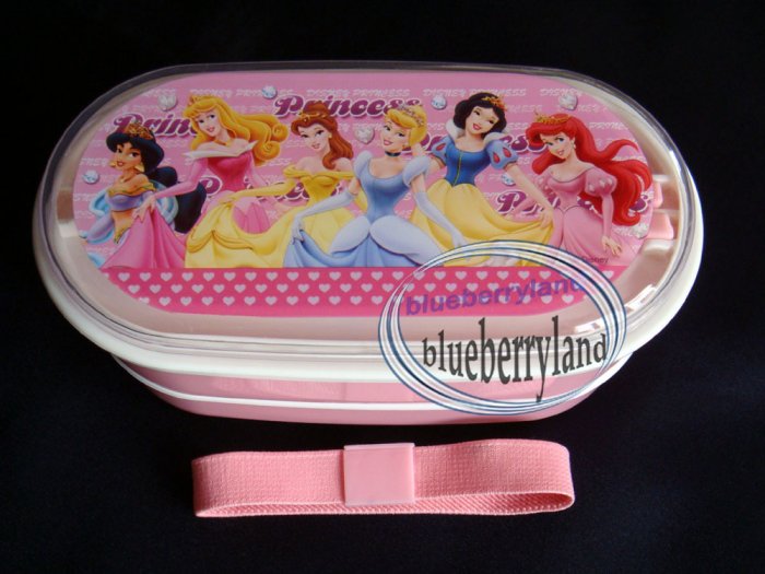 Disney Princess Pink 2-tier Bento Lunch Box Chopstick Belt 3 Pcs set case
