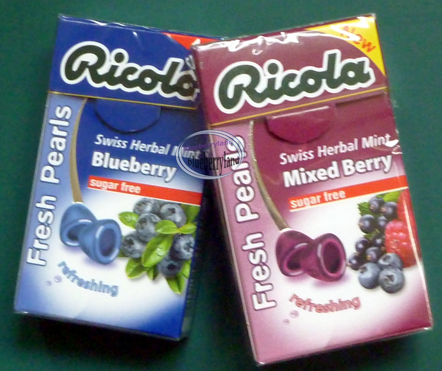 Ricola Swiss Herbal Blueberry & Mixed Berry Sugar-free Mint Pearls Candy 2 packs