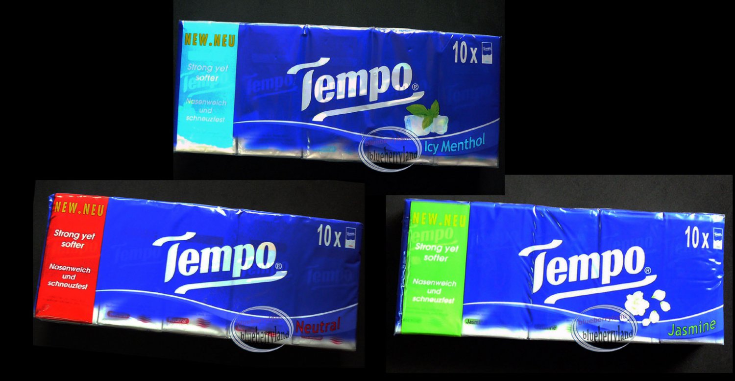 10 Packs TEMPO Pocket Tissue Paper packs cleaning handkerchiefs toilet ...