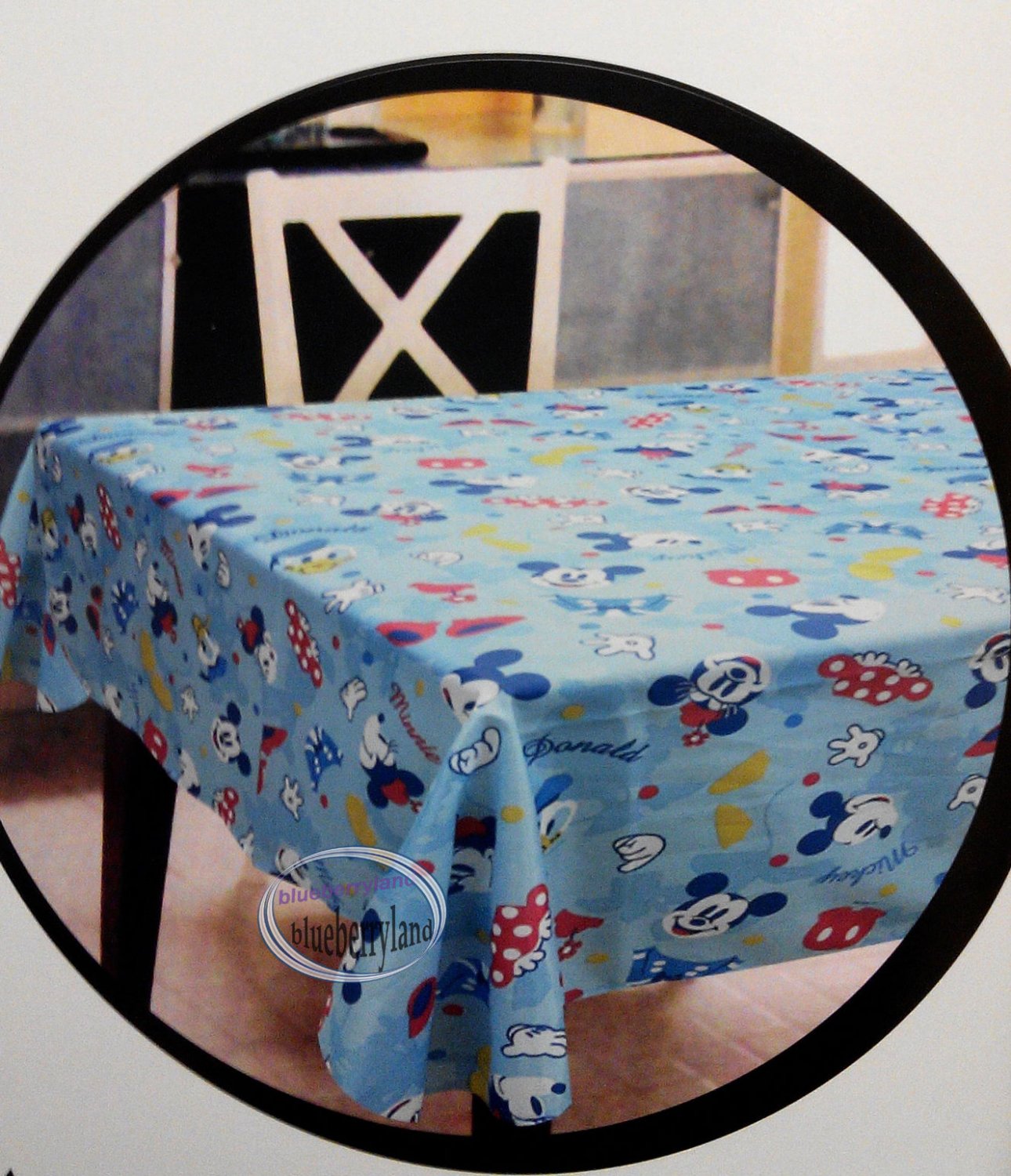 Disney Mickey Mouse Polyster Table Cloth Square 52 x 52 " home BLUE