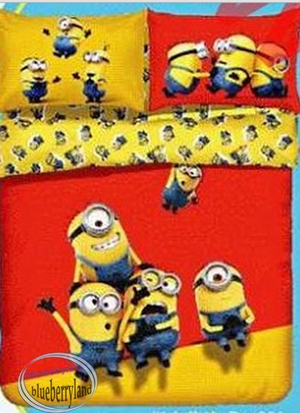 Minions Bedding Set Minion Double size Duvet Cover Fitted Sheet 4pc set