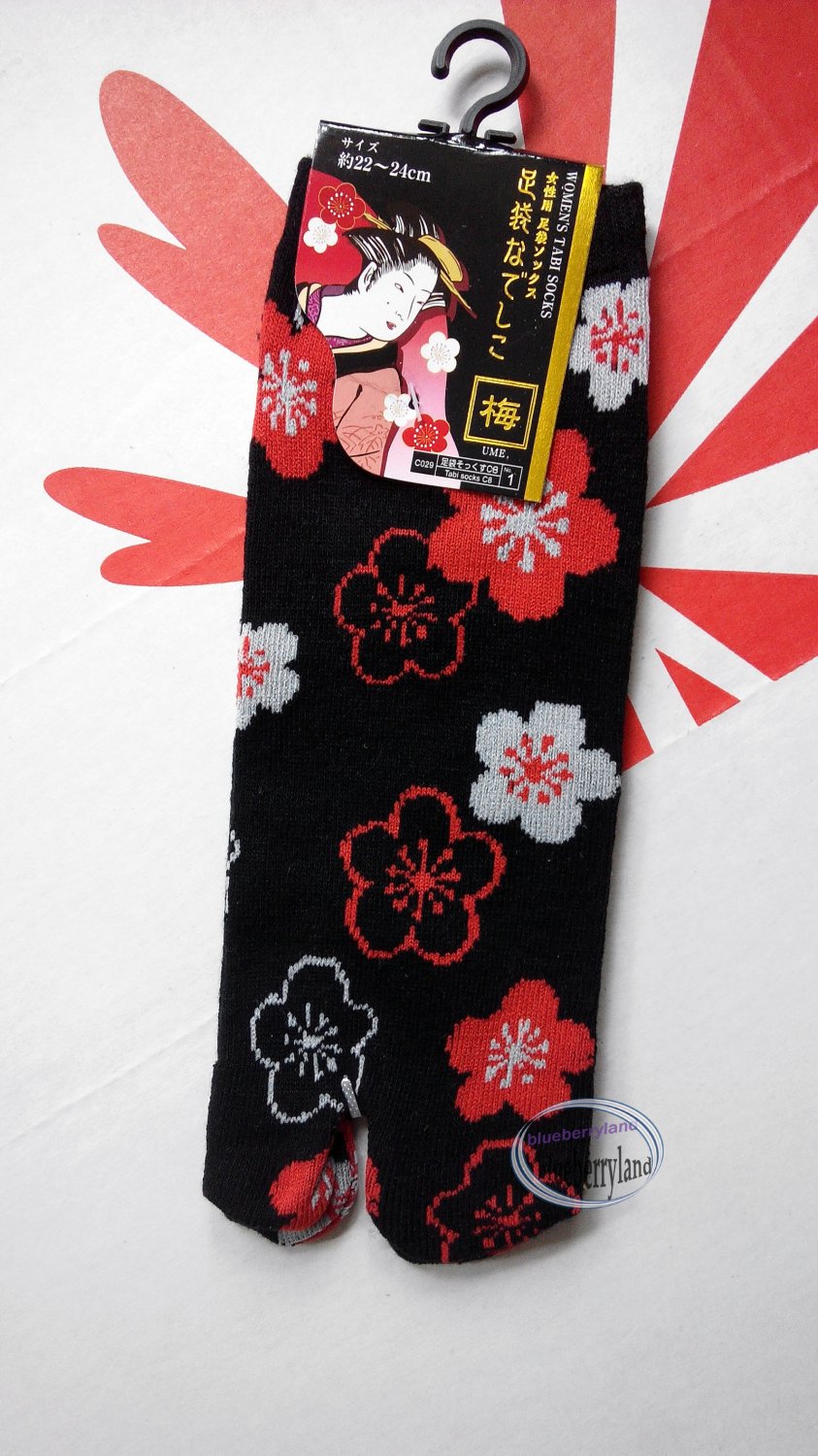 Japanese Tabi Sock Flip Flop Socks Poppy Split Toe Women in Traditional ...