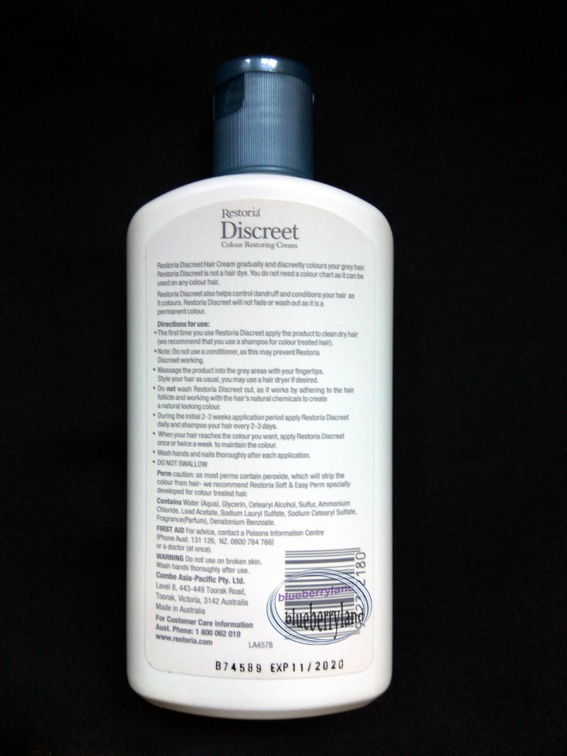 Restoria Discreet Colour Hair Restoring Cream Anti Grey Hair Repair 250ml