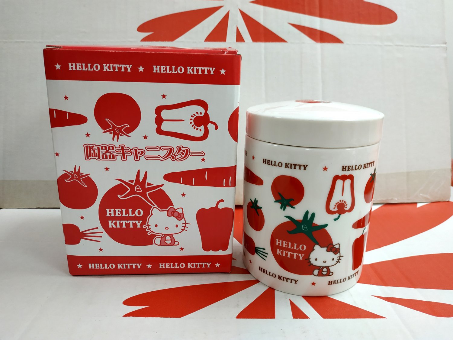 Sanrio Hello Kitty Round Porcelain Ceramic Food Storage Container Jar ...