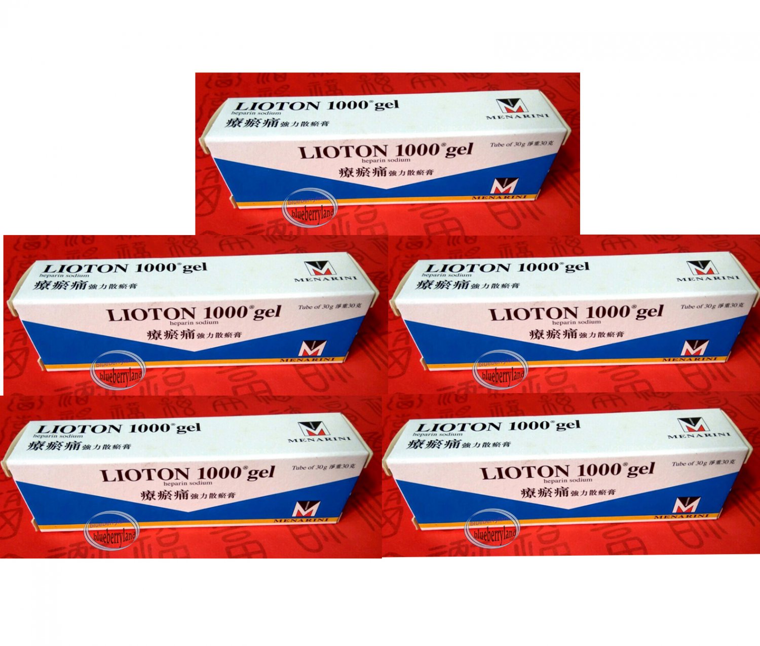 5x LIOTON 1000 Gel 30g for Muscle Pain Heparin Varicose Vein Bruises Scar
