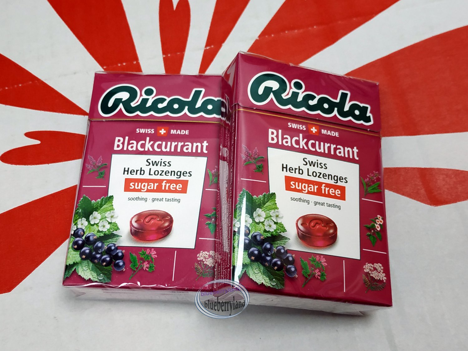 Ricola Blackcurrant MINT Swiss Herb Lozenges Sugar free Mint Drops Candy 2 boxes Candies snack sweet