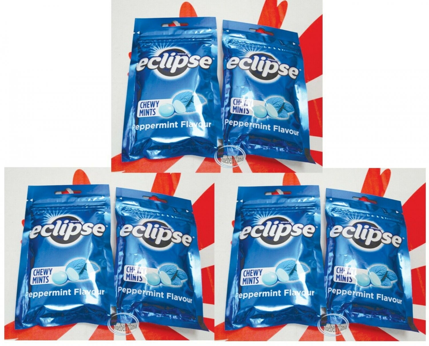 6 packs Wrigley's Eclipse Chewy Mints Peppermint Flavour Mint Candy 45g ...