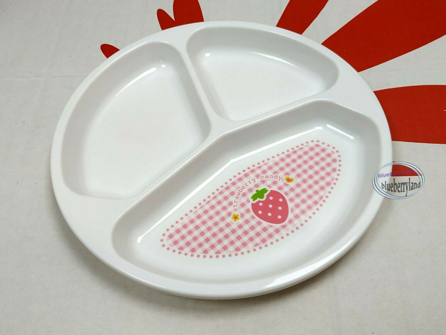 Strawberry Candy Luncheon 3 section Plate kids Lunch Dinner Snack ...