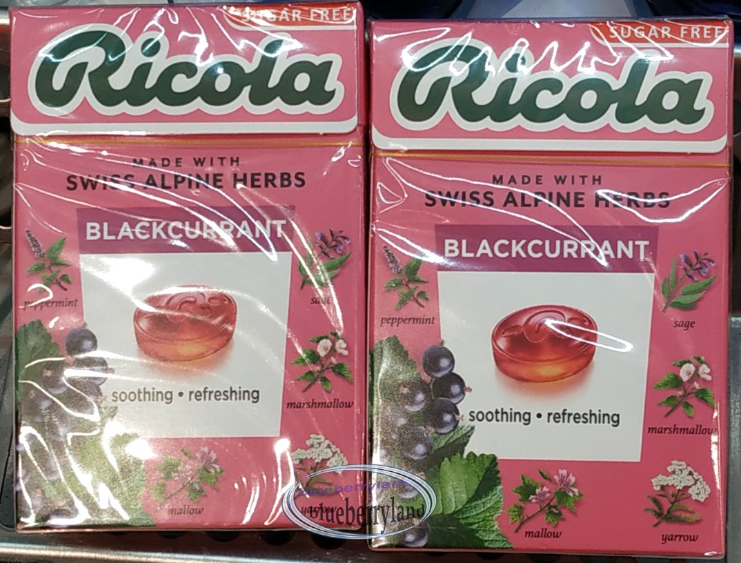 Ricola Blackcurrant MINT Swiss Herb Lozenges Sugar free Mint Drops Candy 2 boxes Candies snack sweet