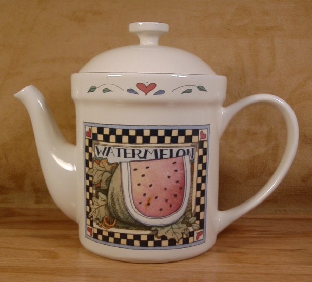 SUSAN WINGET CIC HARVEST FAIR WATERMELON TEAPOT *EUC*