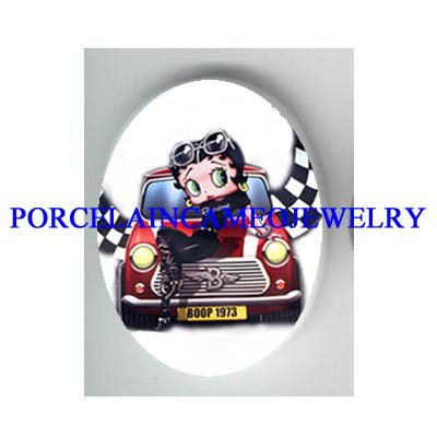 BETTY BOOP SPORT CAR RACING* UNSET CAMEO PORCELAIN CAB