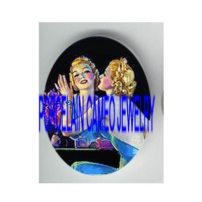 VINTAGE GLAMOUR FLAPPER LADY LOOK INTO THE MIRROR* UNSET PORCELAIN ...