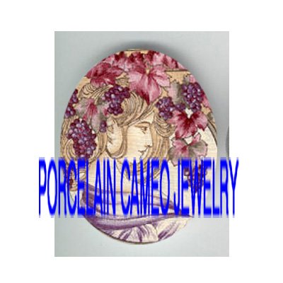 ALPHONSE MUCHA PURPLE GRAPE LADY* UNSET PORCELAIN CAMEO CAB