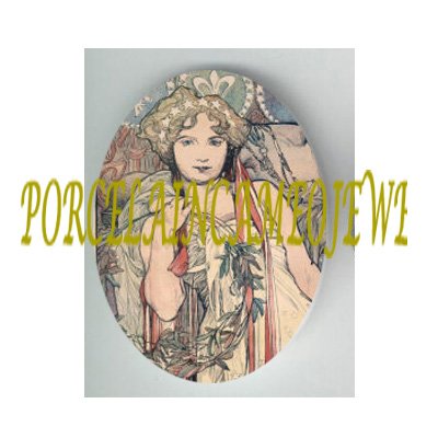 ART NOUVEAU ALPHONSE MUCHA LADY PORCELAIN CAMEO CAB 61-1