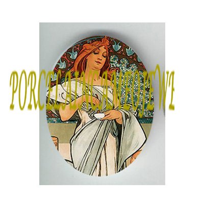 ART NOUVEAU ALPHONSE MUCHA LADY PORCELAIN CAMEO CAB 61-12