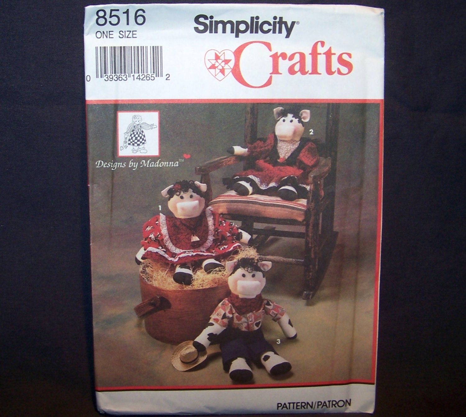 Simplicity Crafts 8516 ~ One Pattern Size ~ Cows & Clothes NEW IN PACKAGE