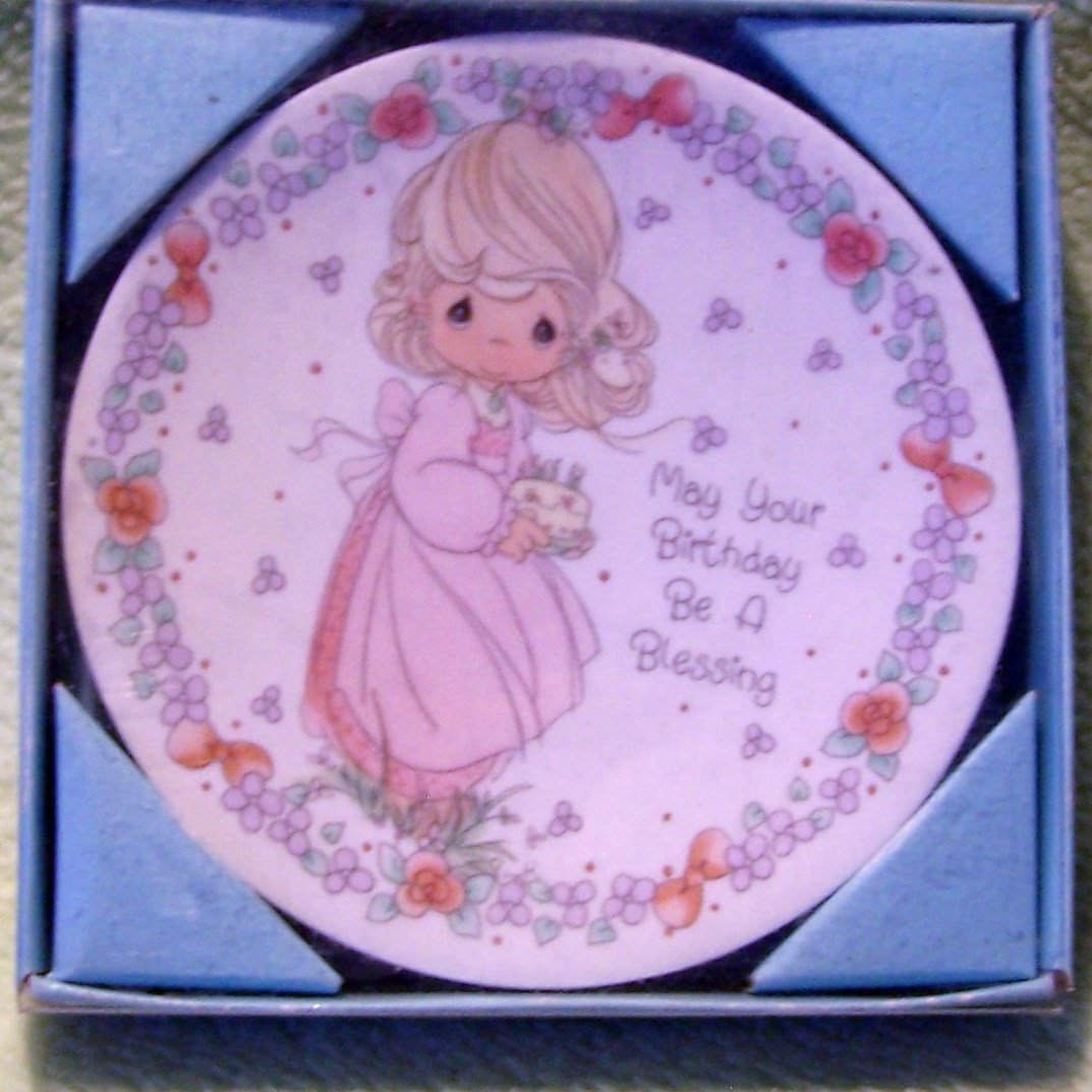 Precious Moments - Porcelain Plate - MAY YOUR BIRTHDAY BE A BLESSING - 1992