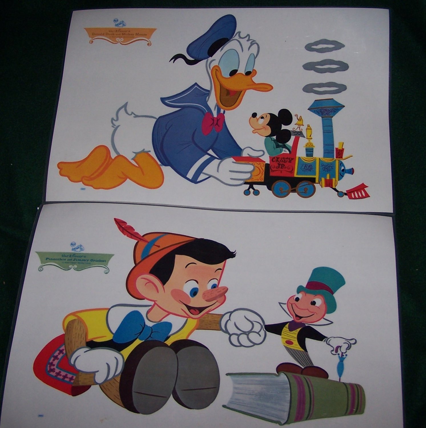 VINTAGE 1964 DISNEY CHARACTERS RCA VICTOR TV PROMO PLACEMATS LAMINATED