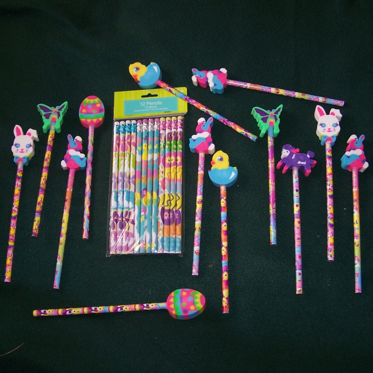 13 Cute Easter Pencils ~ Bunnies, Butterflies, Eggs and Chicks PLUS Pkg ...