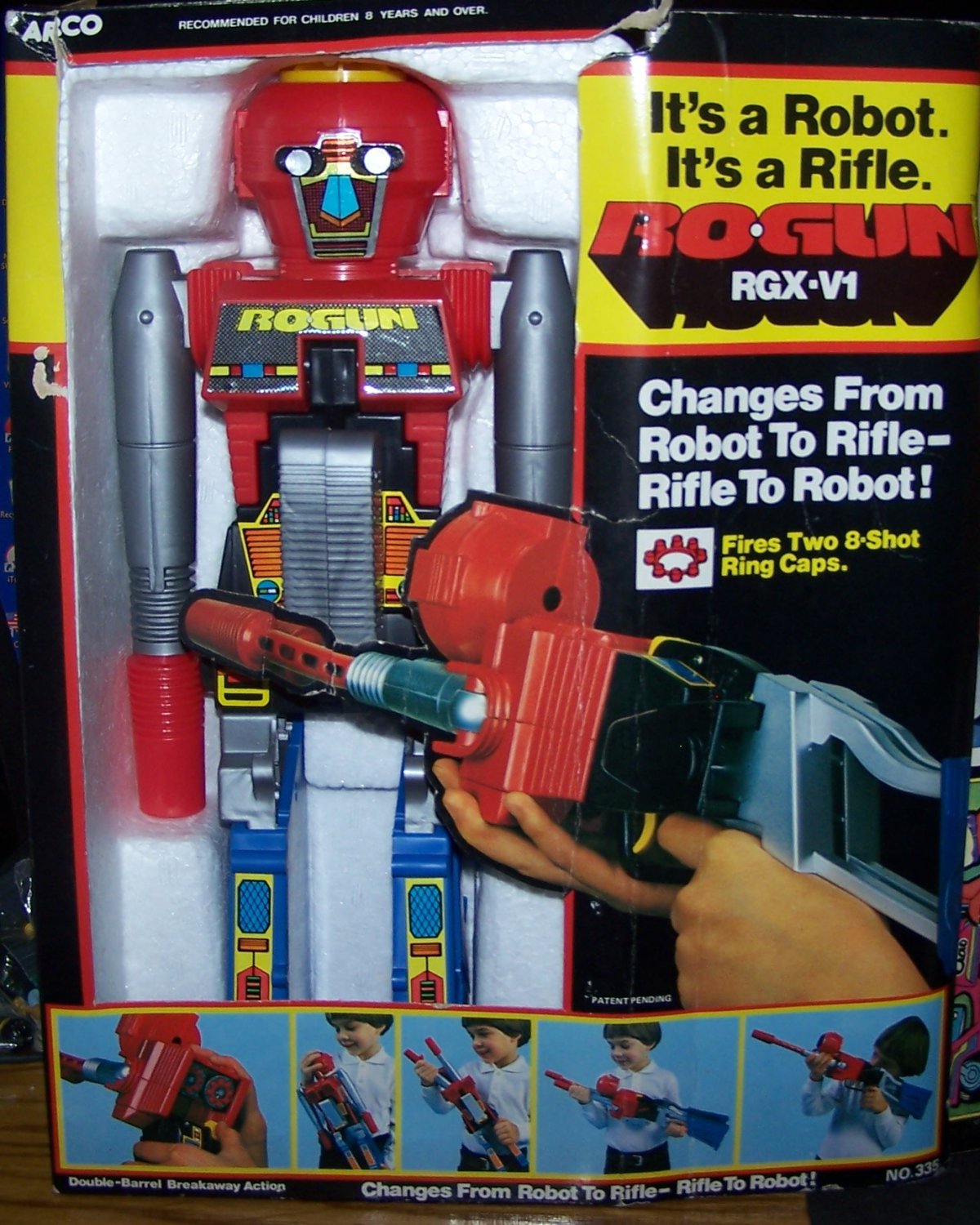 1984 Vtg. Robot Cap Gun Rifle w/Scope RO-GUN Transformer ARCO Taiwan