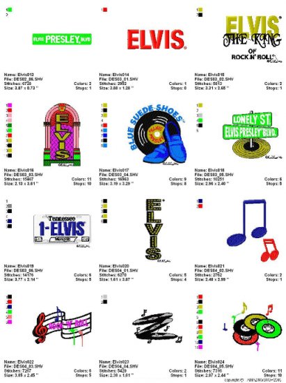 ELVIS PRESLEY (3) - 12 EMBROIDERY DESIGNS INSTANT DOWNLOAD