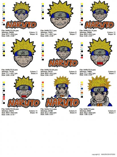 NARUTO - 21 EMBROIDERY DESIGNS INSTANT DOWNLOAD