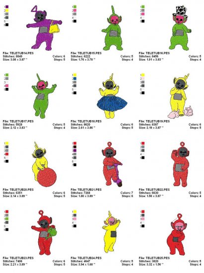 TELETUBBIES - 30 EMBROIDERY DESIGNS INSTANT DOWNLOAD