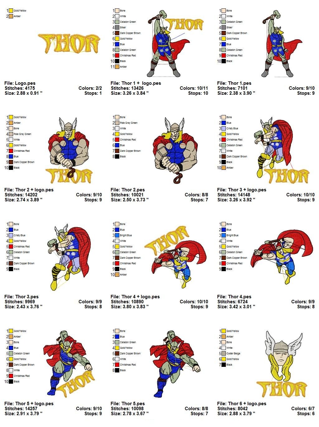 THOR - 15 EMBROIDERY DESIGNS INSTANT DOWNLOAD