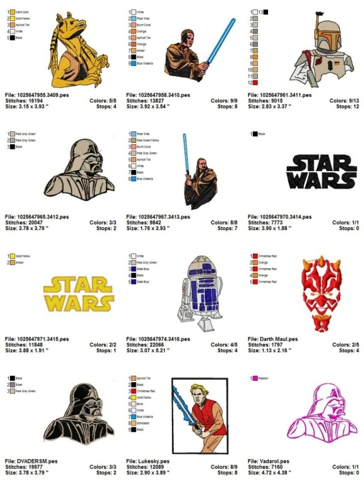 STAR WARS (2) - 15 EMBROIDERY DESIGNS INSTANT DOWNLOAD