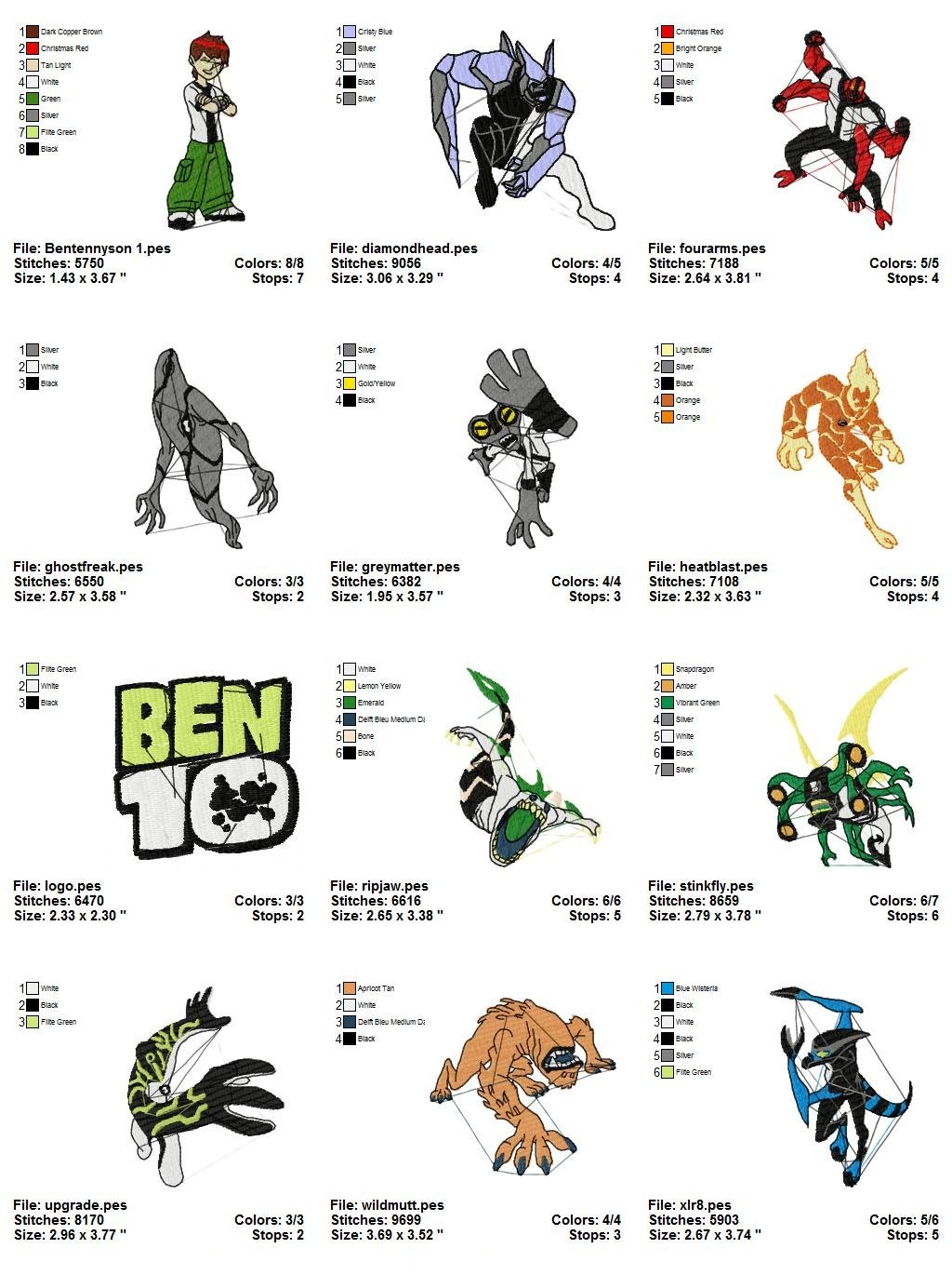 BEN 10 (1) - 12 EMBROIDERY DESIGNS INSTANT DOWNLOAD