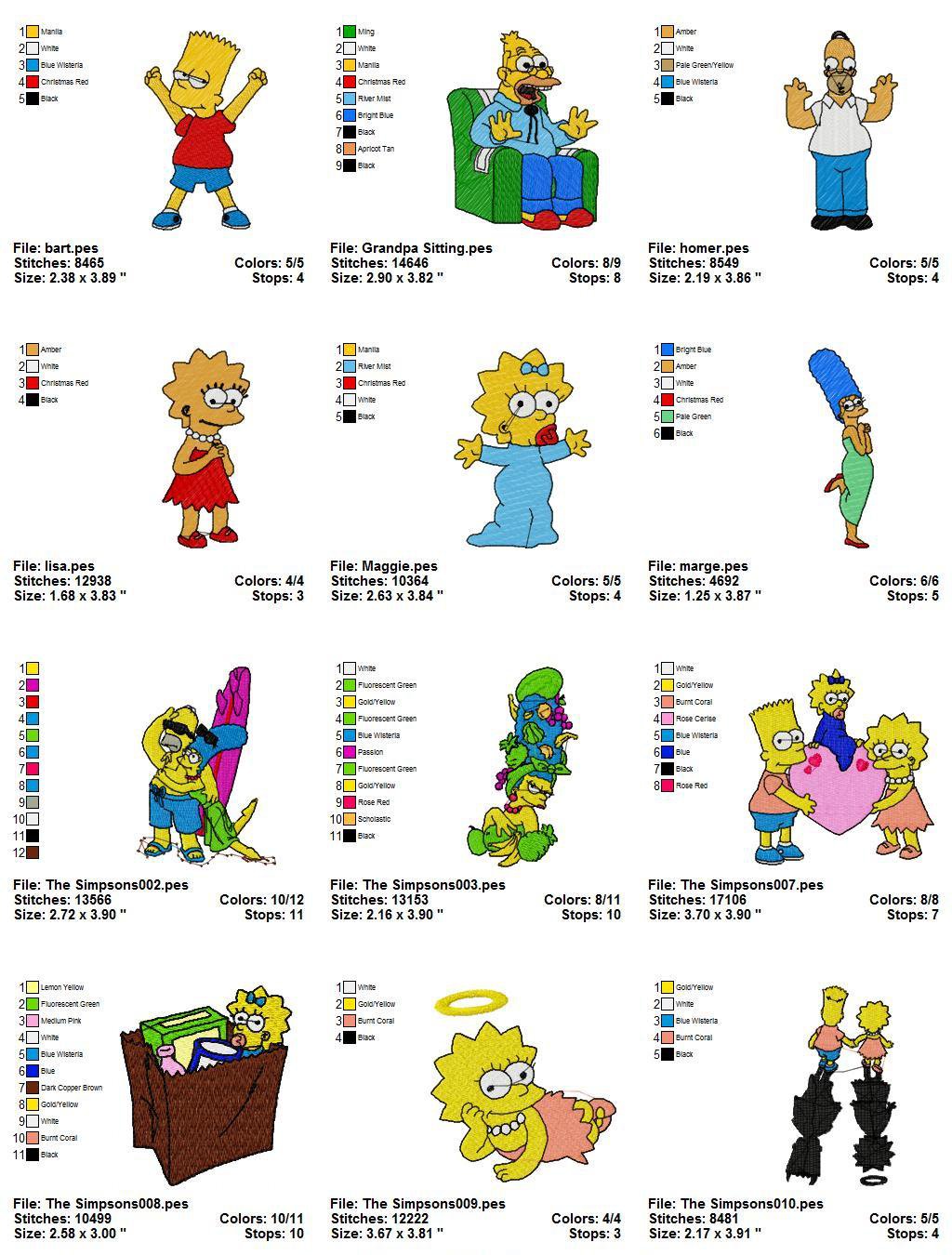 THE SIMPSON - 36 EMBROIDERY DESIGNS INSTANT DOWNLOAD