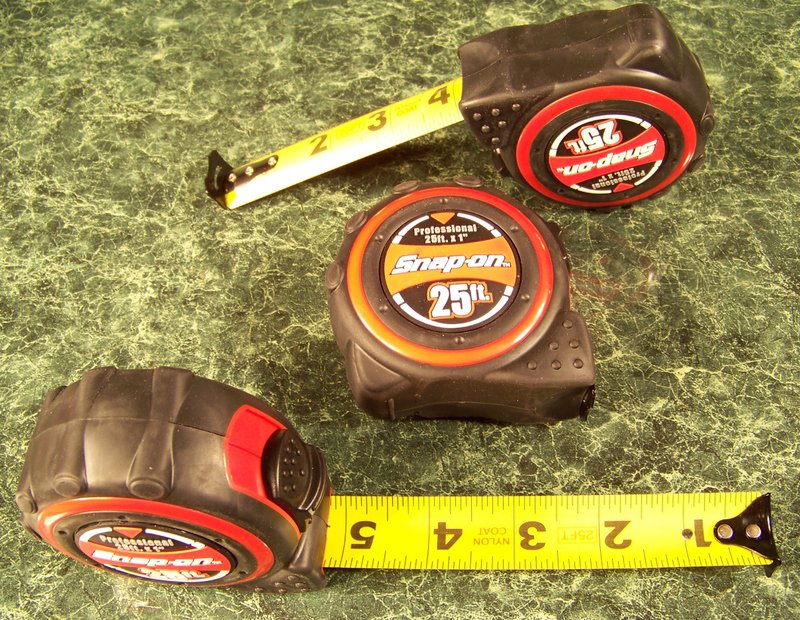 3pc SNAP ON 1 " x 25 foot TAPE MEASURE SET of 3 SAE inch Professional ...