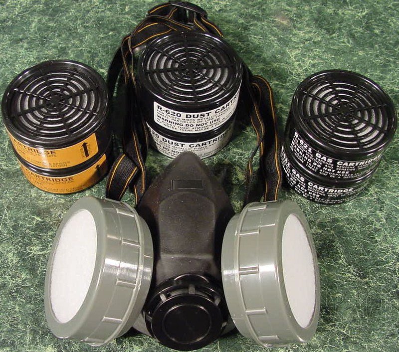 DUAL CARTRIDGE RESPIRATOR face DUST MASK with 6 Filters New twin