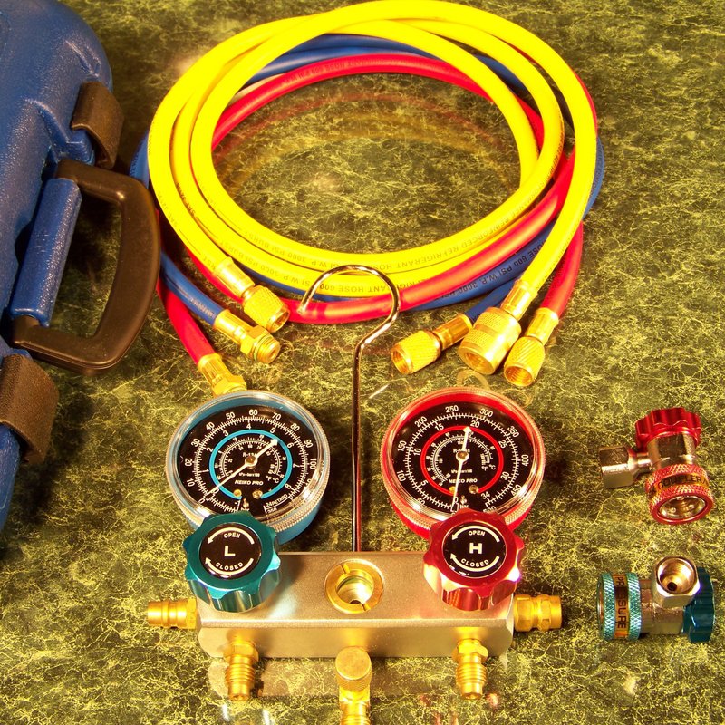 Deluxe AC MANIFOLD GAUGE SET for R134a Freon Air Conditioner new test ...