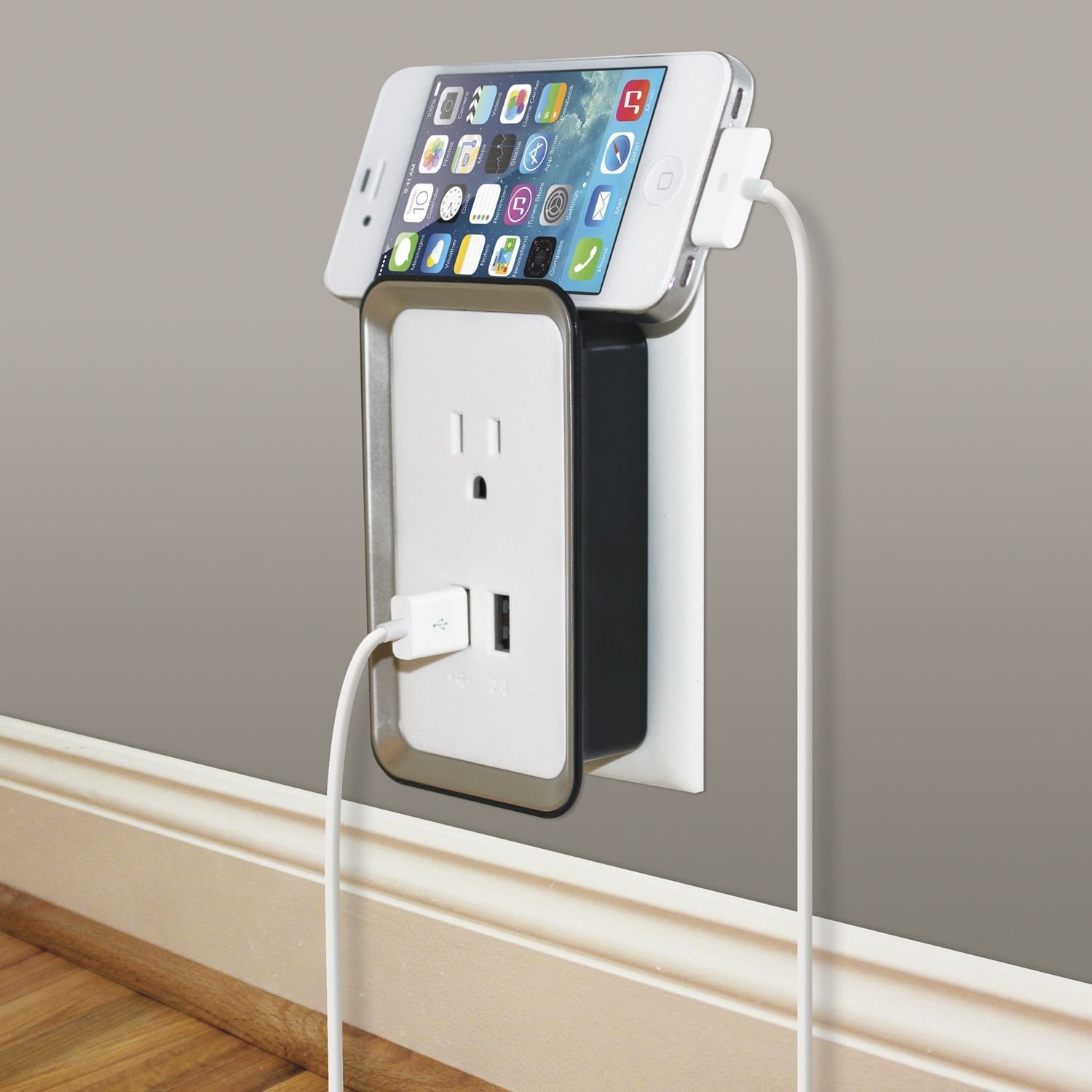 USB & Grounded AC Outlet Wall Plate