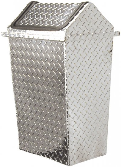 New Chrome Trash Can Metal Garbage Basket Lid FREE SHIP