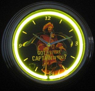 Captain Morgan Puerto Rican Pirate Rum Bar Sign Neon Clock