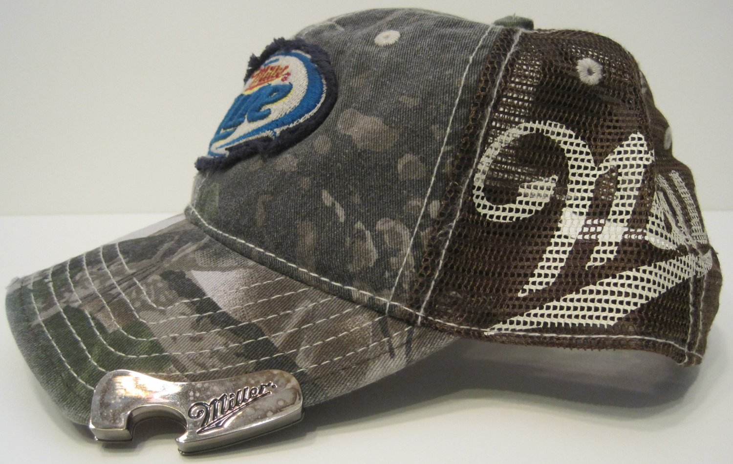 Miller Lite Beer Hunting Camouflage Bottle Opener Hat Cap