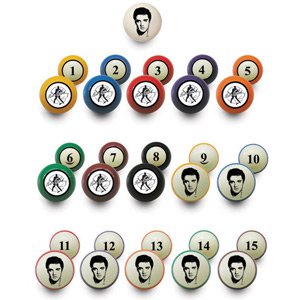 Elvis Presley King Rock Roll Concert Album Billiard Cue Pool Ball Set