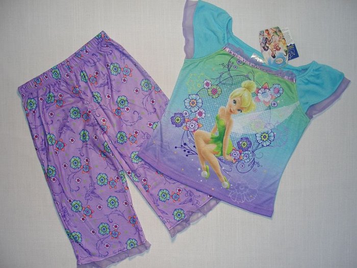 DISNEY FAIRIES Girl's Sz 4 TINKERBELL Capri Pajama Set