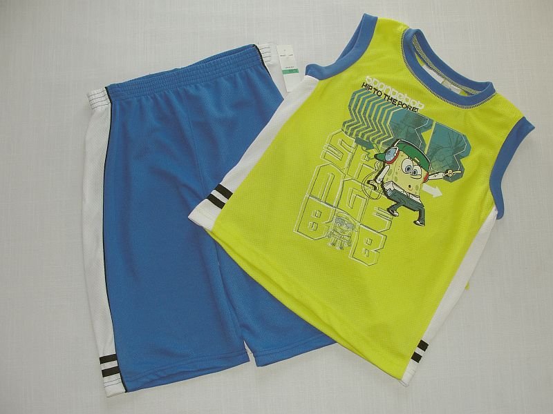 NICKELODEON Boy's Size 7X SPONGEBOB Mesh Tanks and Shorts Outfit, Set, NEW